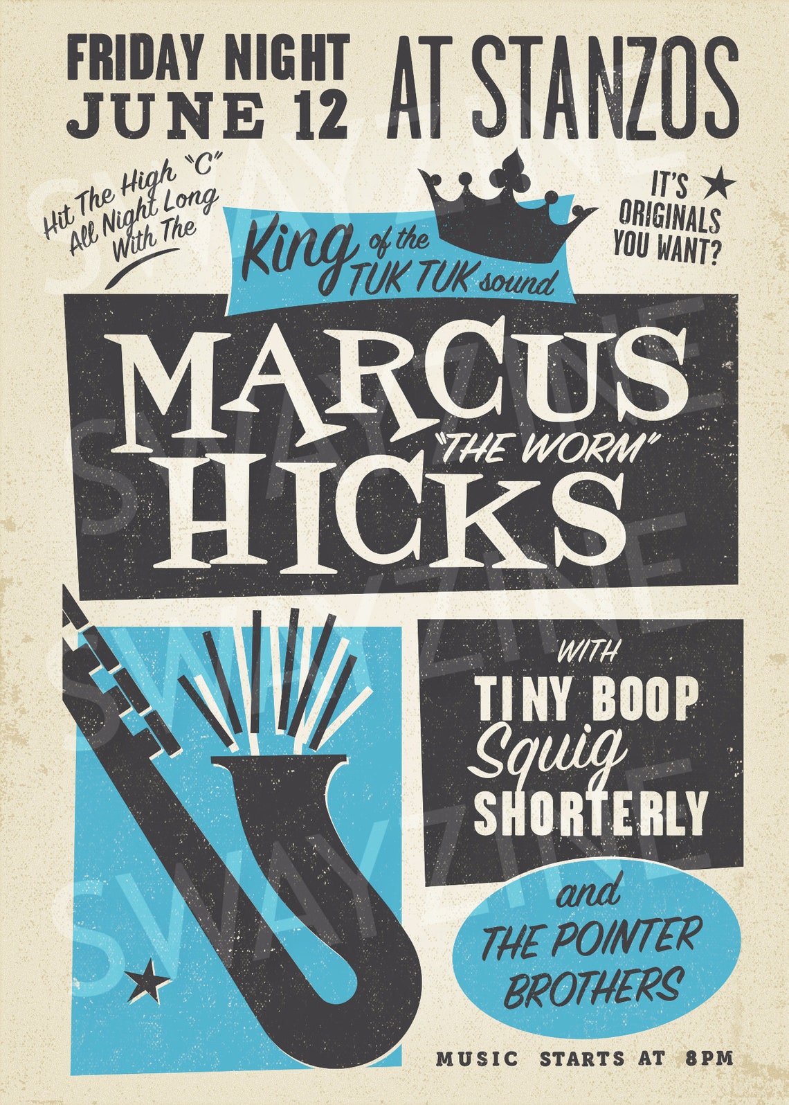 Marcus the Worm Hicks Vintage Jazz Poster - Etsy