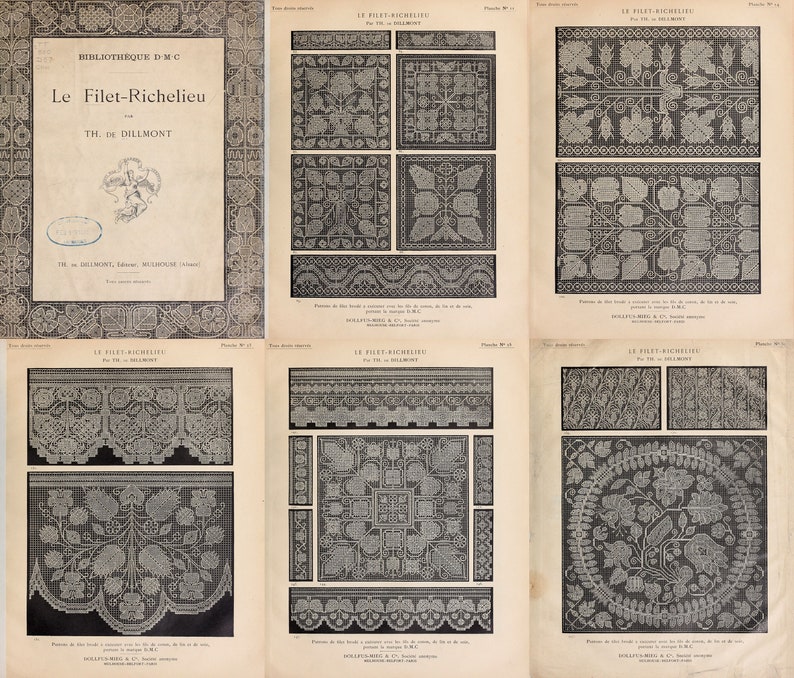 Le Filet-richelieu - Ancient Mesh Embroidery. 1800s French Illustrated ...