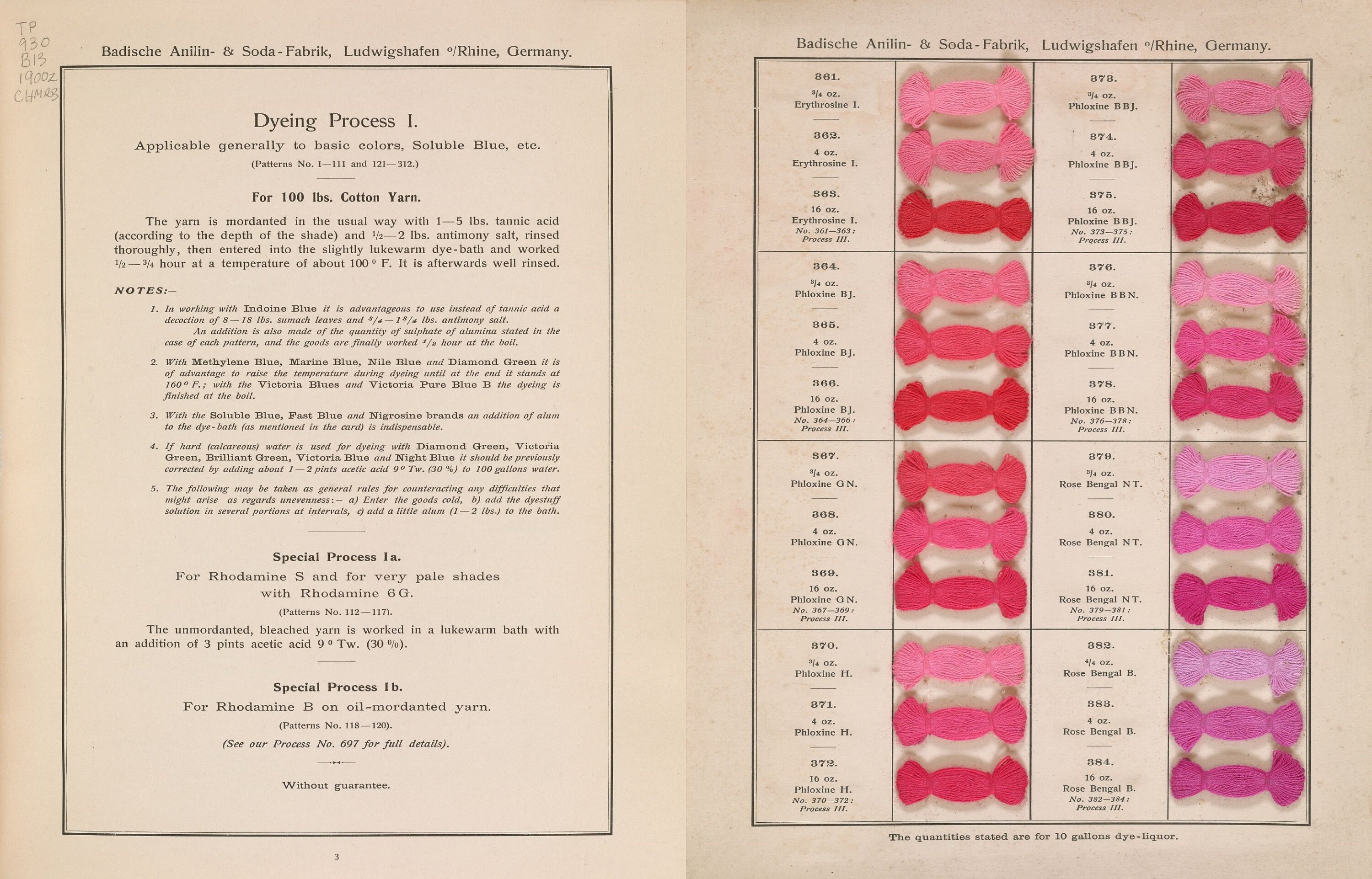 Aniline Colors on Cotton Yarn Sample Book - Dyeing Instructions and 384 ...