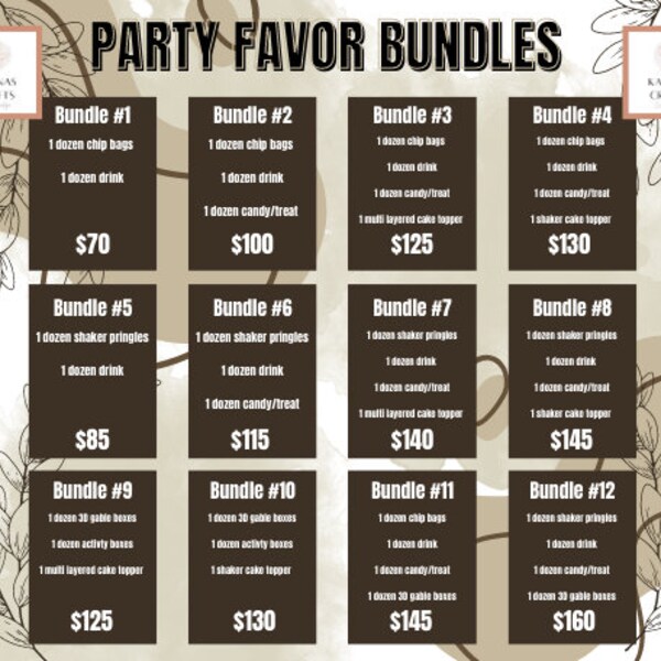 Party Favor Bundle Etsy