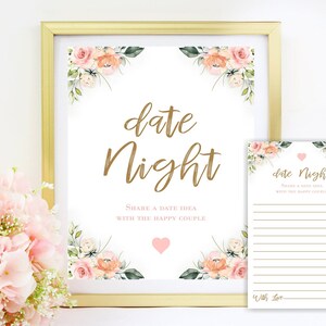 Printable Date Night Sign and Notecards, Bridal Shower Party Games ...