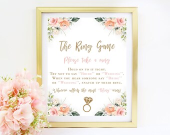 Bridal Shower Game, the Ring Game, Please Take a Ring Sign, Printable ...