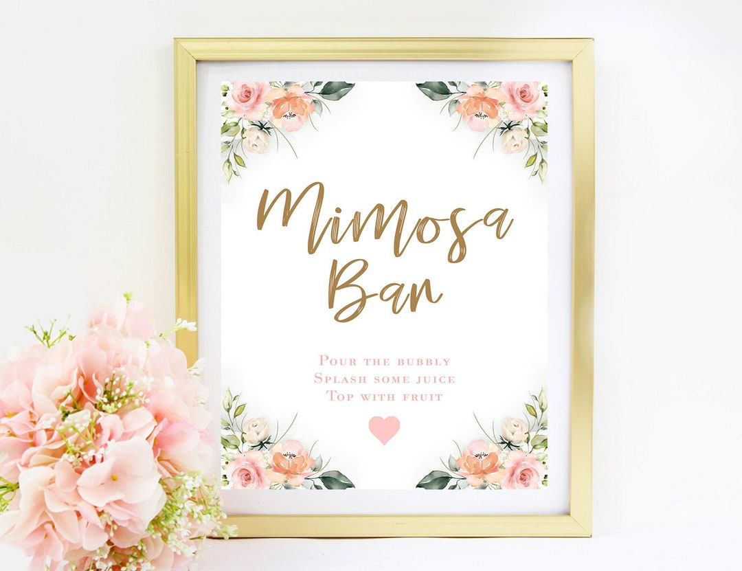 Mimosa Bar Sign Download, Printable Bubbly Mimosa Sign, Watercolor ...