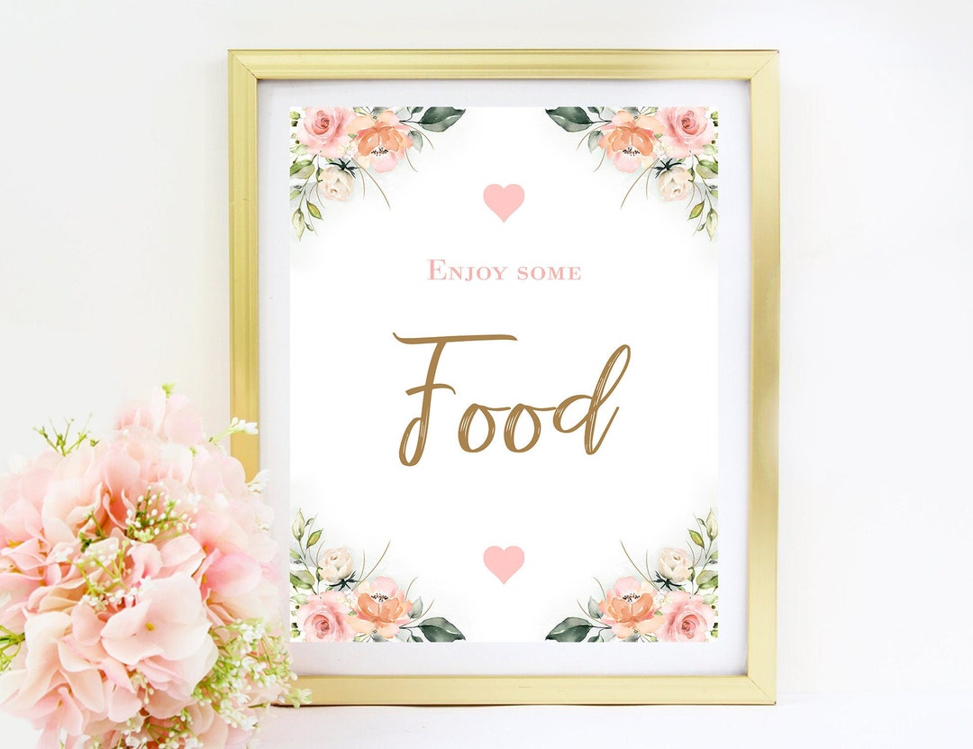 Floral Bridal Shower Food Sign | Printable Baby Shower Decoration ...