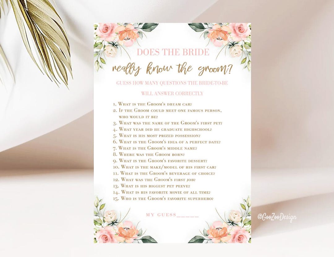 Does the Bride Really Know the Groom, Bridal Shower Games Printable ...