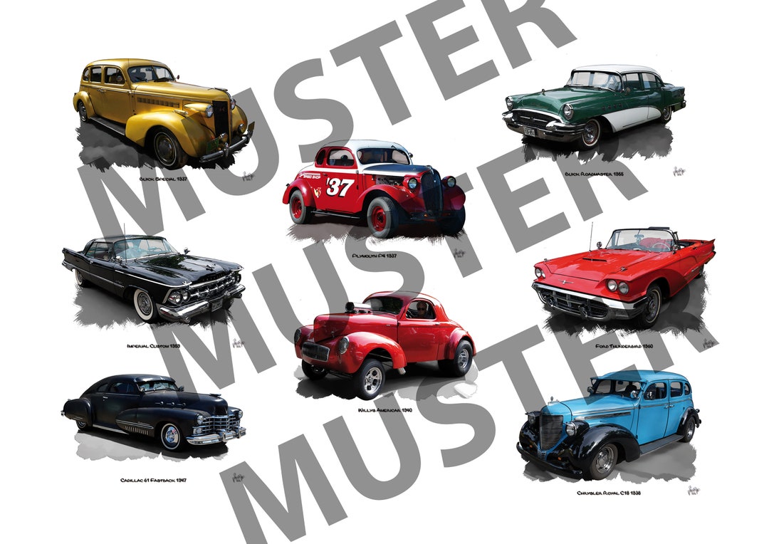 US Cars - 1937 - 1960 - Set of 8 Postcards - Etsy
