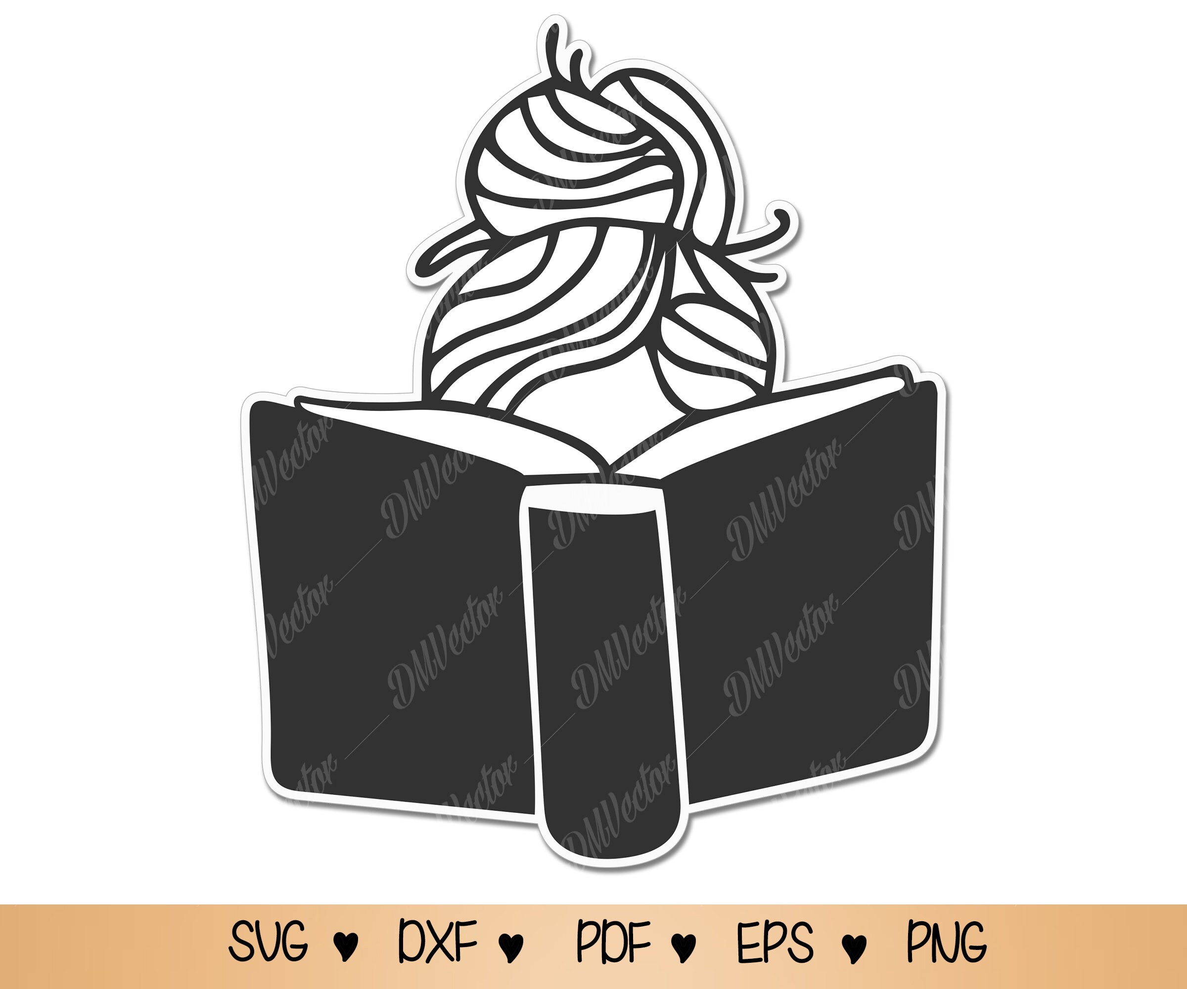 Reader Vector Girl With Book SVG Reading Clipart Librarian | Etsy