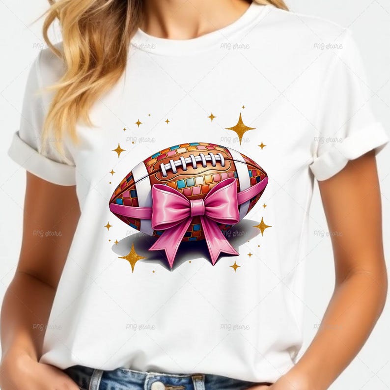 Football With Pink Bow PNG Sublimation Bundle: Game Day Decor (digital ...