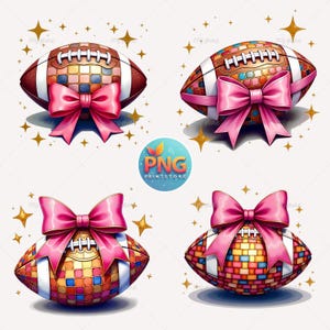 Football With Pink Bow PNG Sublimation Bundle: Game Day Decor (digital ...