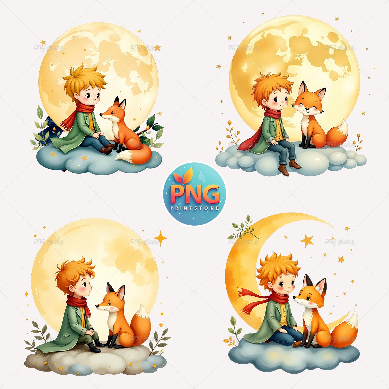 Little Prince and Fox Clipart: Storybook PNG Bundle (digital Download ...
