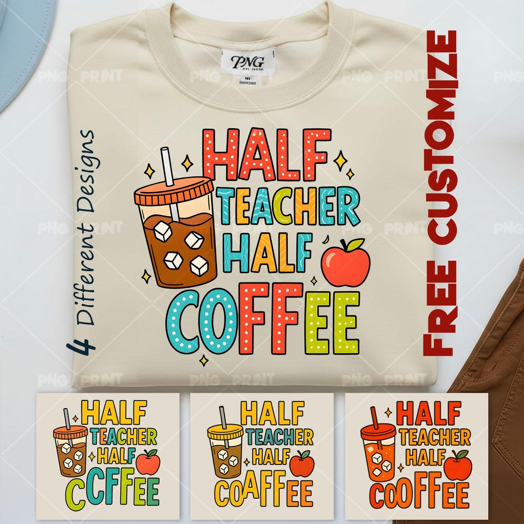 Half Teacher Half Coffee Png 4 Set, Funny Teacher Png, Dalmatian Doodle ...
