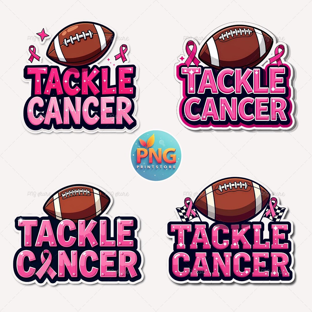 Tackle Cancer PNG Sublimation Bundle: Football Breast Cancer Awareness ...