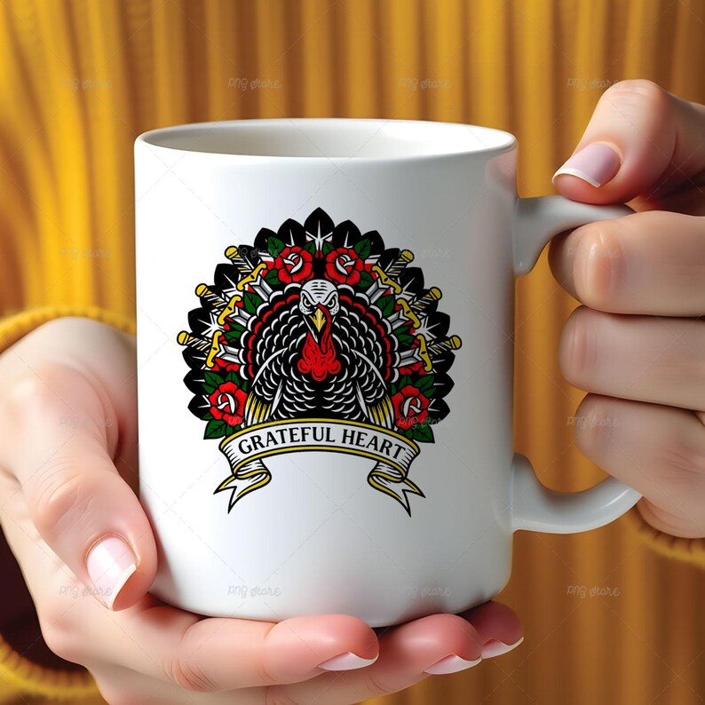 Grateful Turkey PNG Set: Traditional Tattoo Art Design, Thanksgiving ...