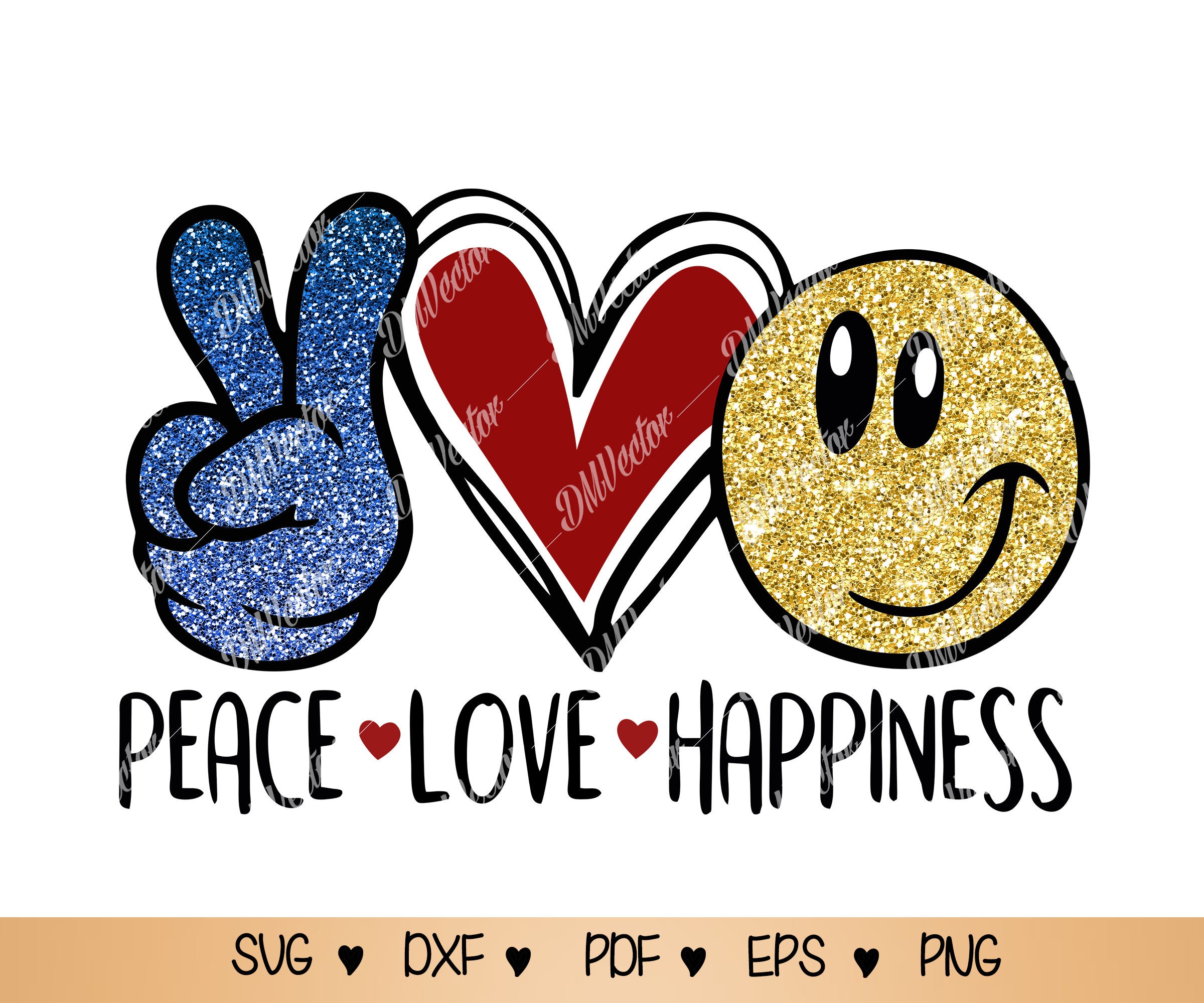 Peace Love Happiness svg smiling svg png pdf dxf eps peace | Etsy