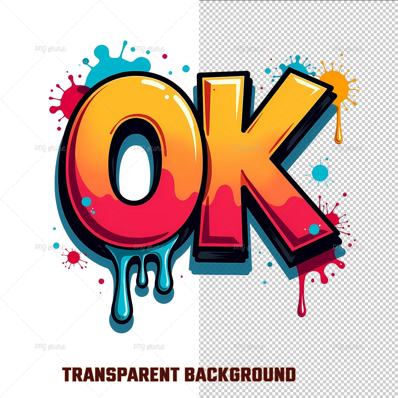 OK Graffiti PNG Bundle: Colorful Dripping Street Art (digital Download ...