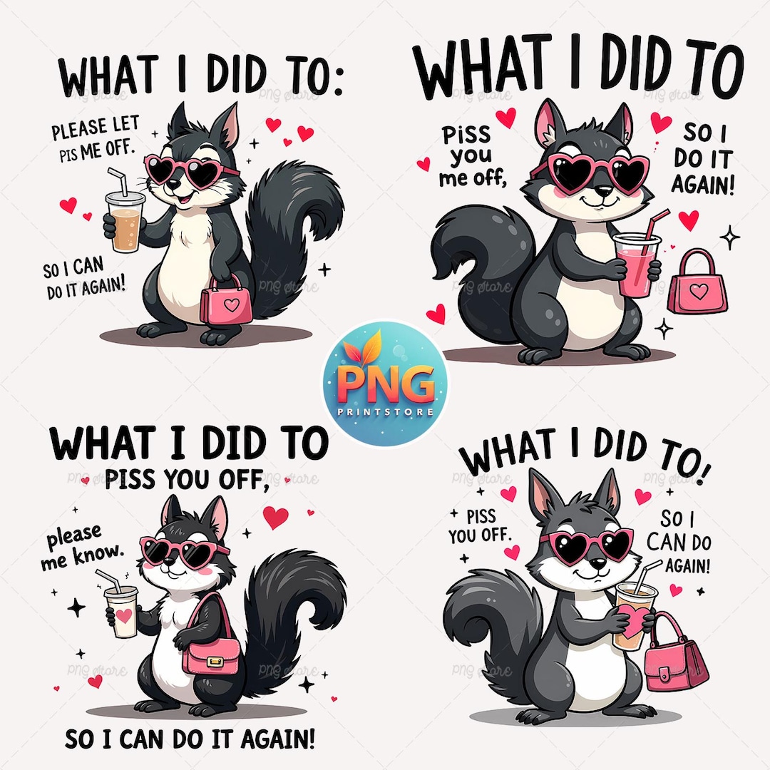 Sassy Squirrel PNG Bundle, Funny Animal Clipart, Iced Coffee and ...
