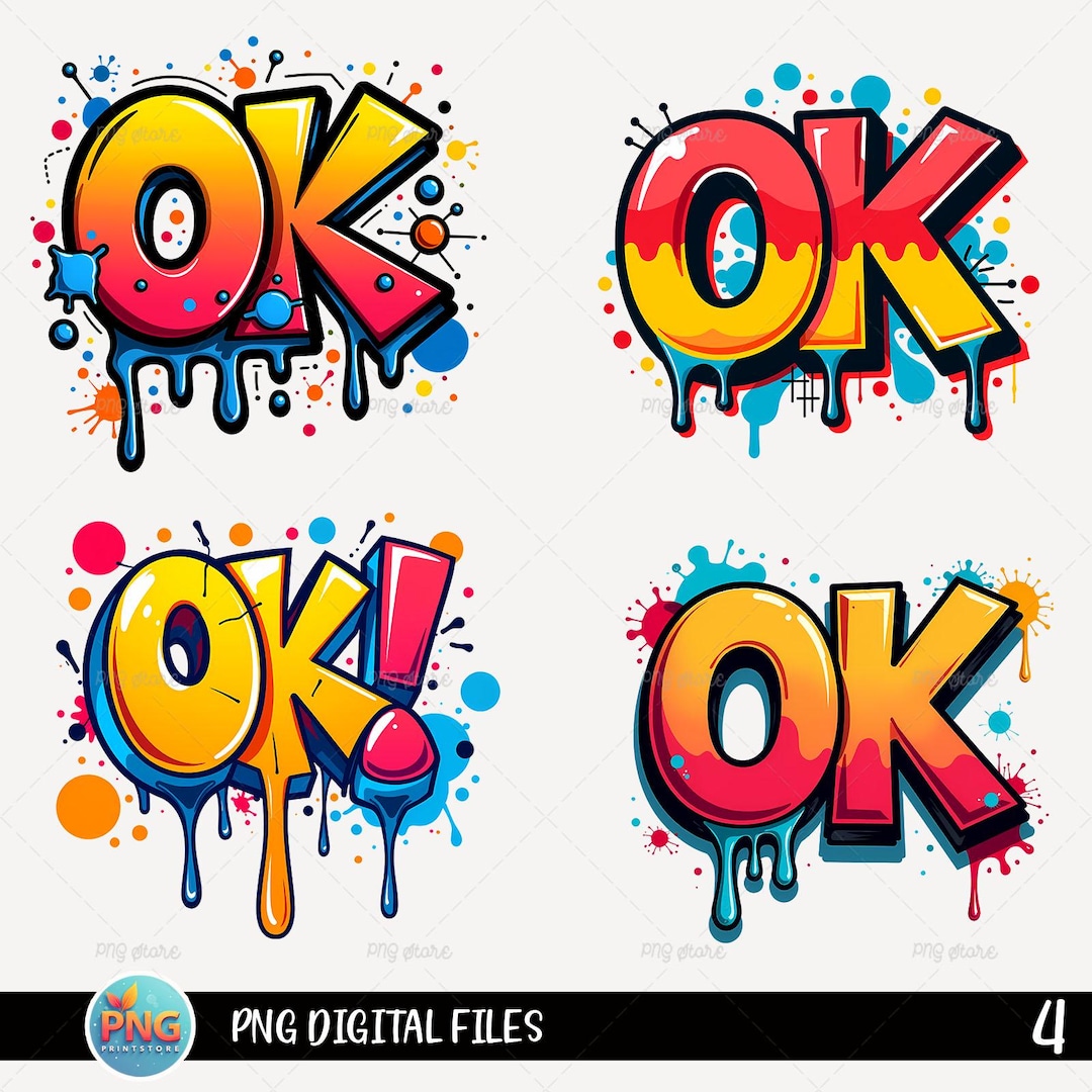 OK Graffiti PNG Bundle: Colorful Dripping Street Art (digital Download ...