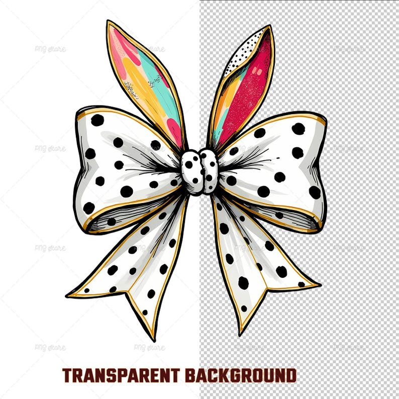 Polka Dot Bow PNG Clipart Bundle: Watercolor Bow Designs (digital ...