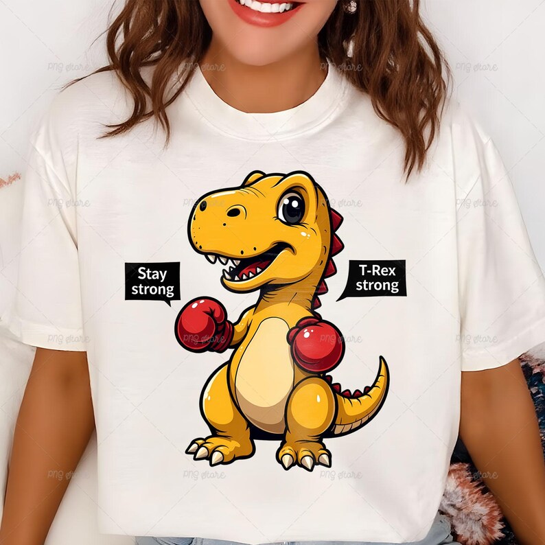 T-rex Boxer Clipart: Stay Strong Dinosaur PNG Set (digital Download ...