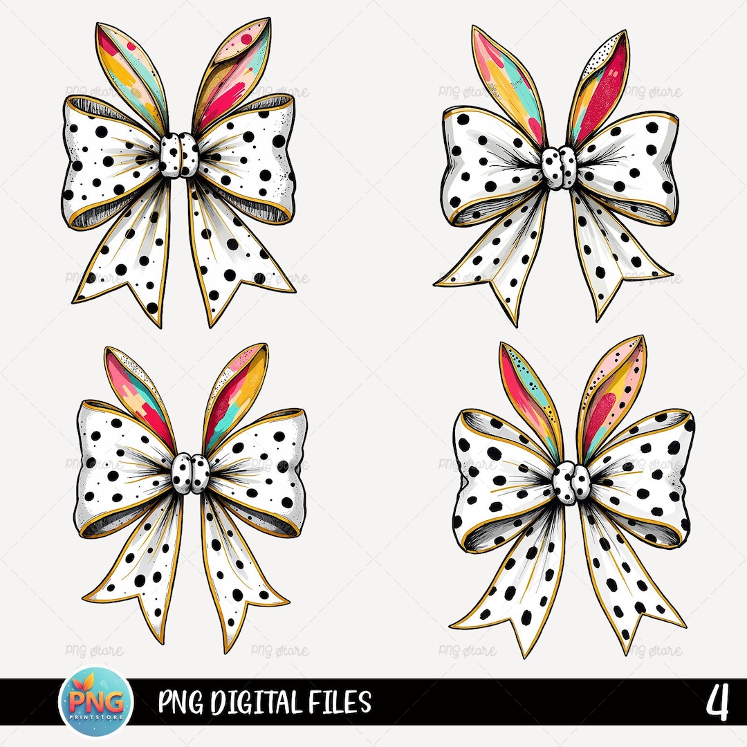 Polka Dot Bow PNG Clipart Bundle: Watercolor Bow Designs (digital ...