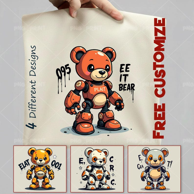 Robot Teddy Bear PNG Bundle: Graffiti Clipart (digital Download) - Etsy