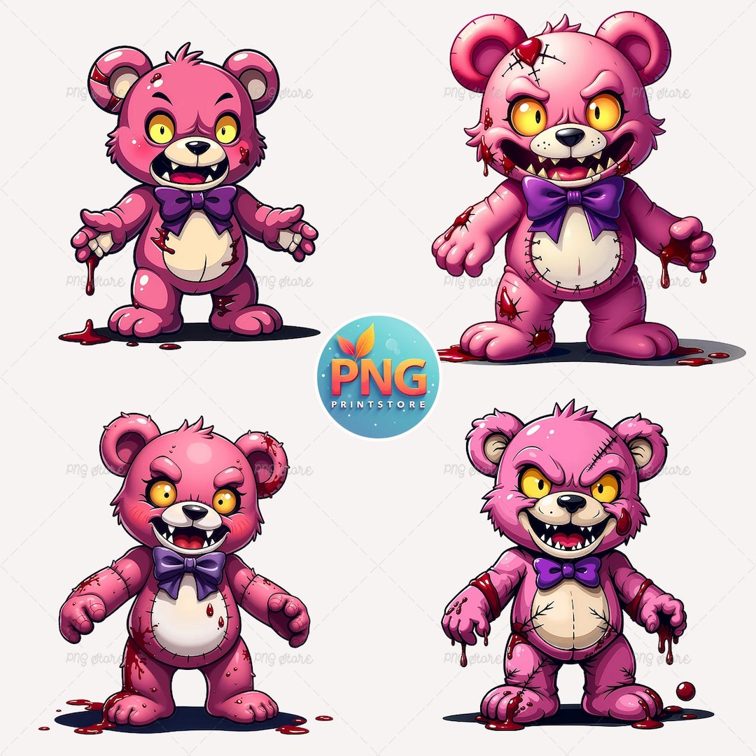 Bloody Teddy Bear PNG Bundle: Creepy Horror Clipart (digital Download ...