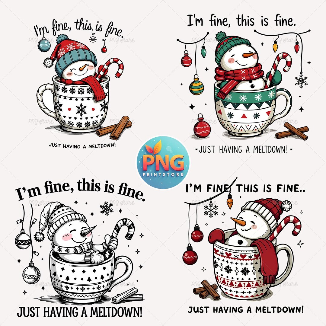 Funny Snowman Meltdown PNG Clipart, Christmas Mug Design (digital ...