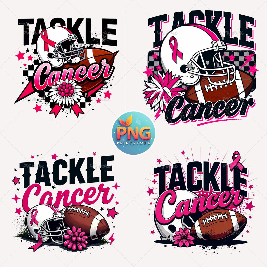 Tackle Cancer Football PNG Bundle: Breast Cancer Awareness (digital ...