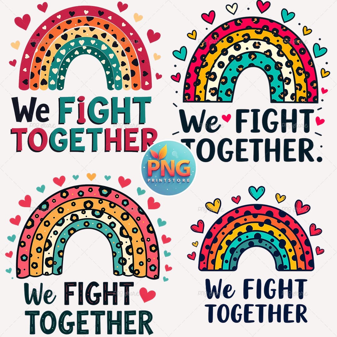 We Fight Together PNG Sublimation Bundle, Rainbow Heart Design ...