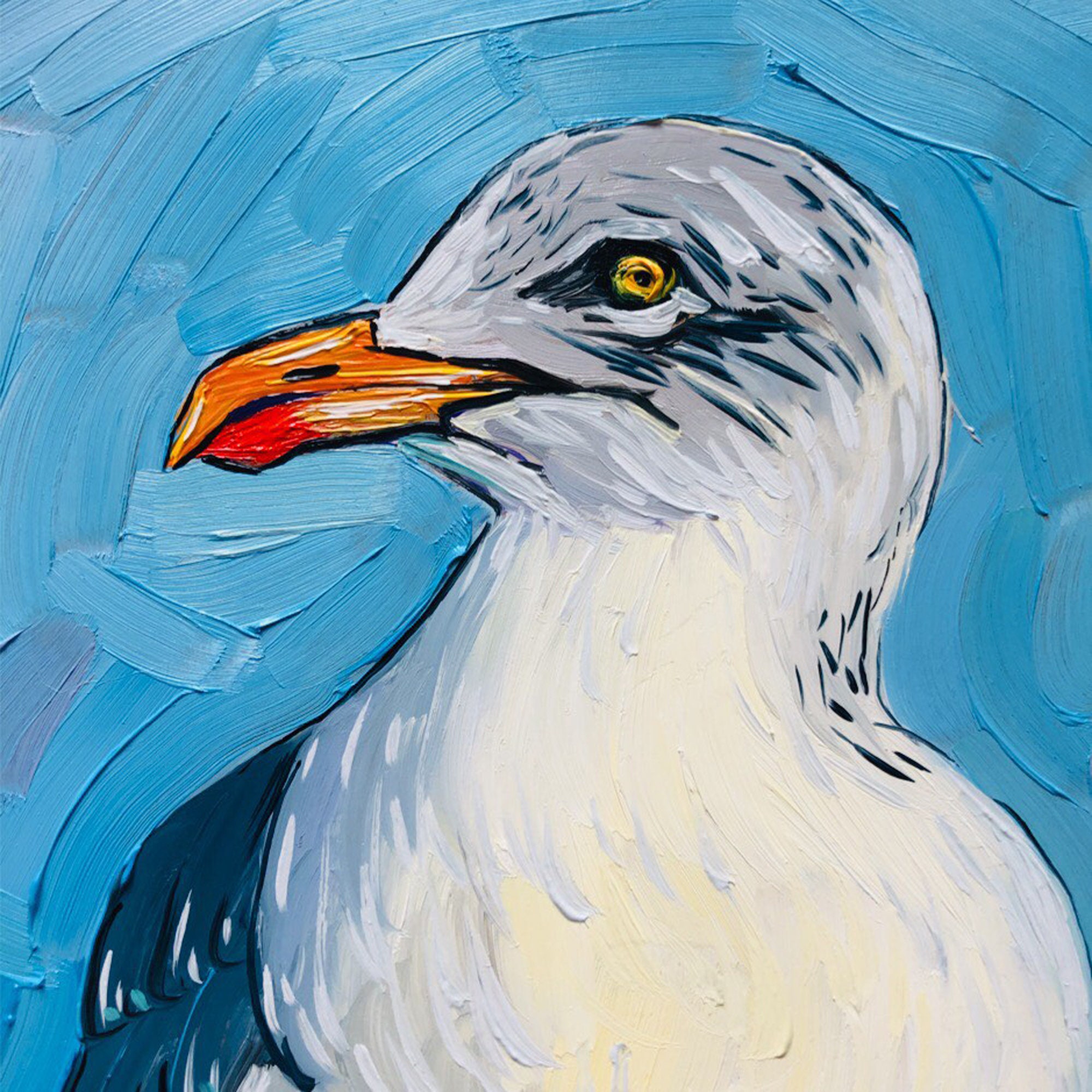 Seagull Painting Original Bird Art Textured Wall Art Small Oil | Etsy