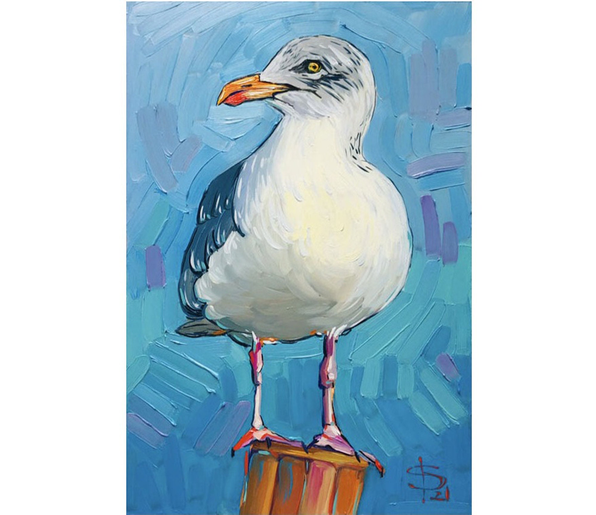 Seagull Painting Original Bird Art Textured Wall Art Small Oil | Etsy