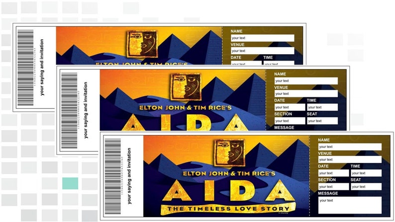 Birthday Invitation, Broadway Ticket, Aladdin, AIDA, Mary Poppins ...