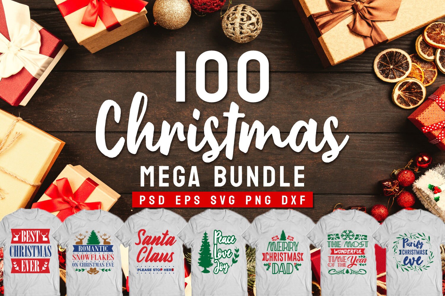 100 Christmas Mega Bundle, Svg Files, Cricut, Cut File, Dxf, Eps, Png ...