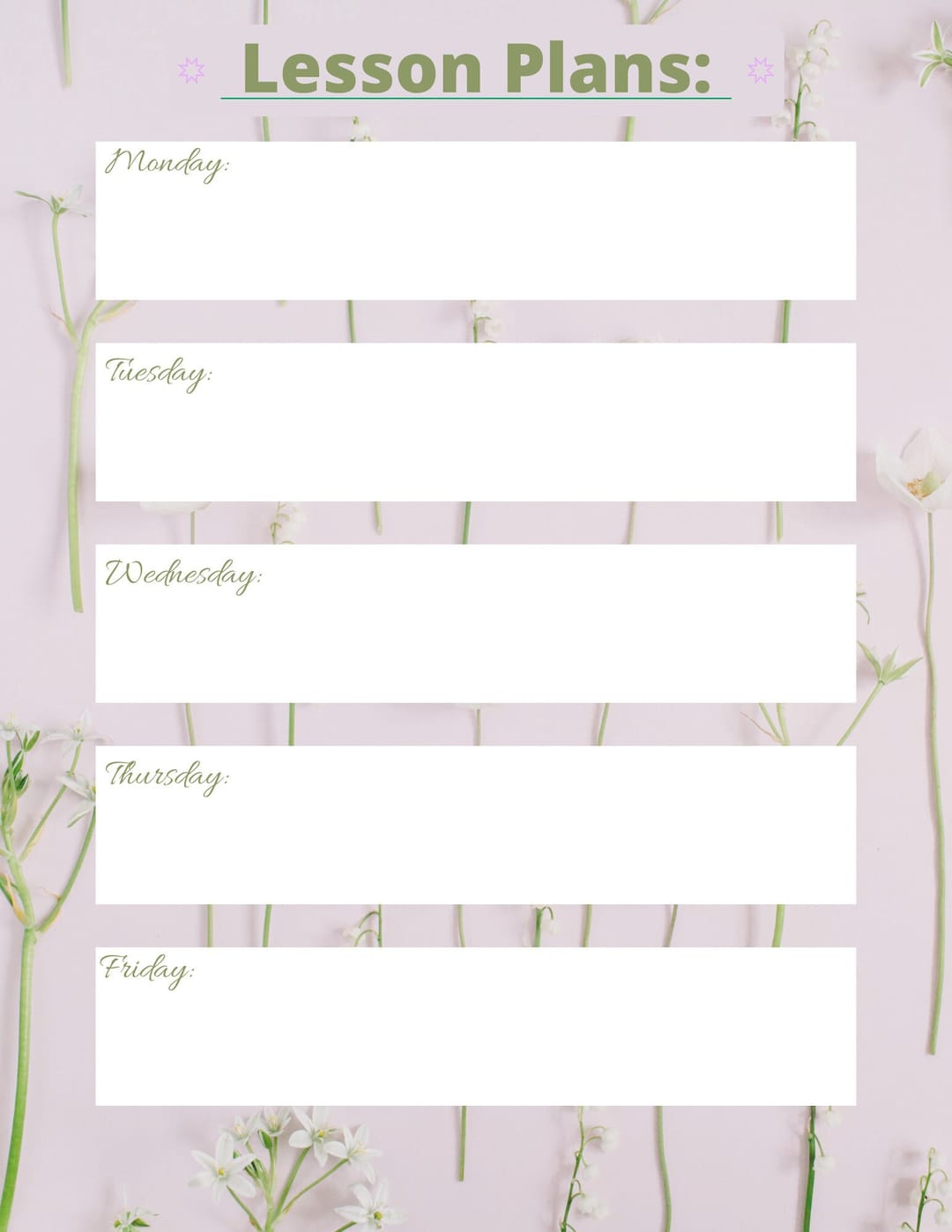 Homeschool Lesson Plan PDF Printable - Etsy