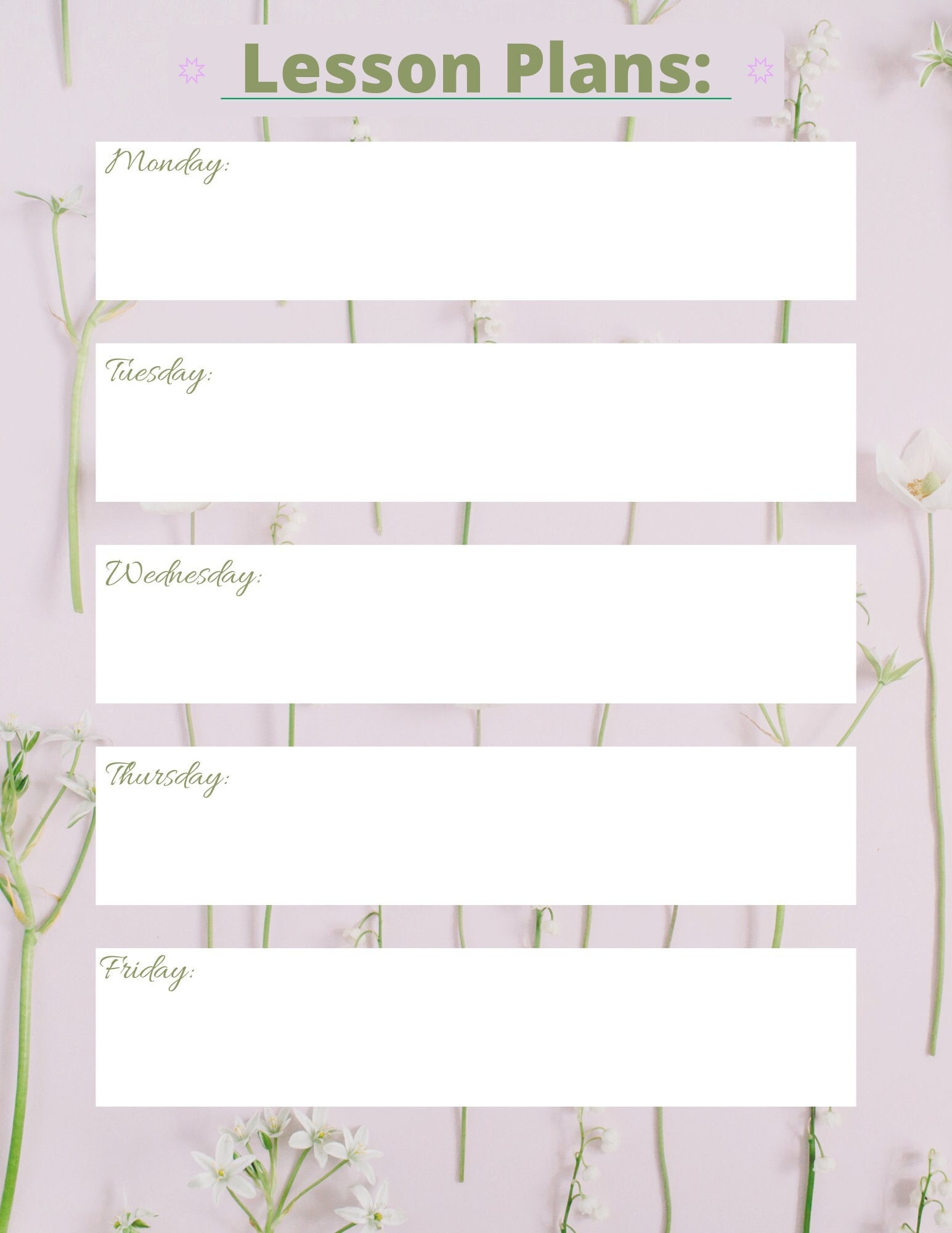 Homeschool Lesson Plan PDF Printable - Etsy