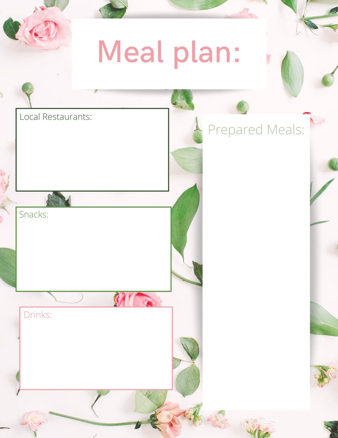 Vacation or Moving Menu Printable - Etsy