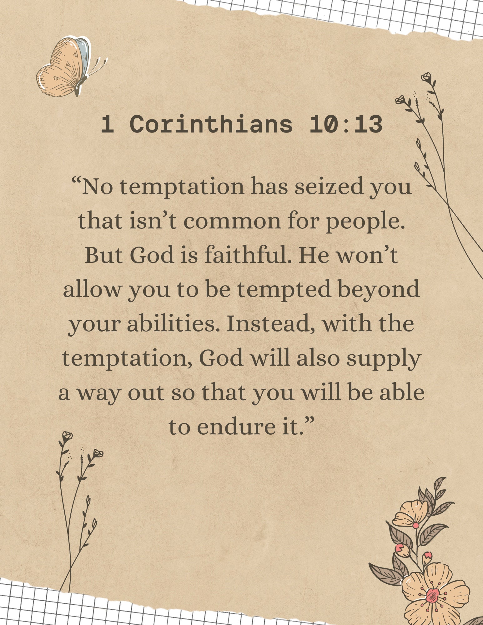 1st Corinthians 10:13 Scripture Print in PDF and PNG - Etsy