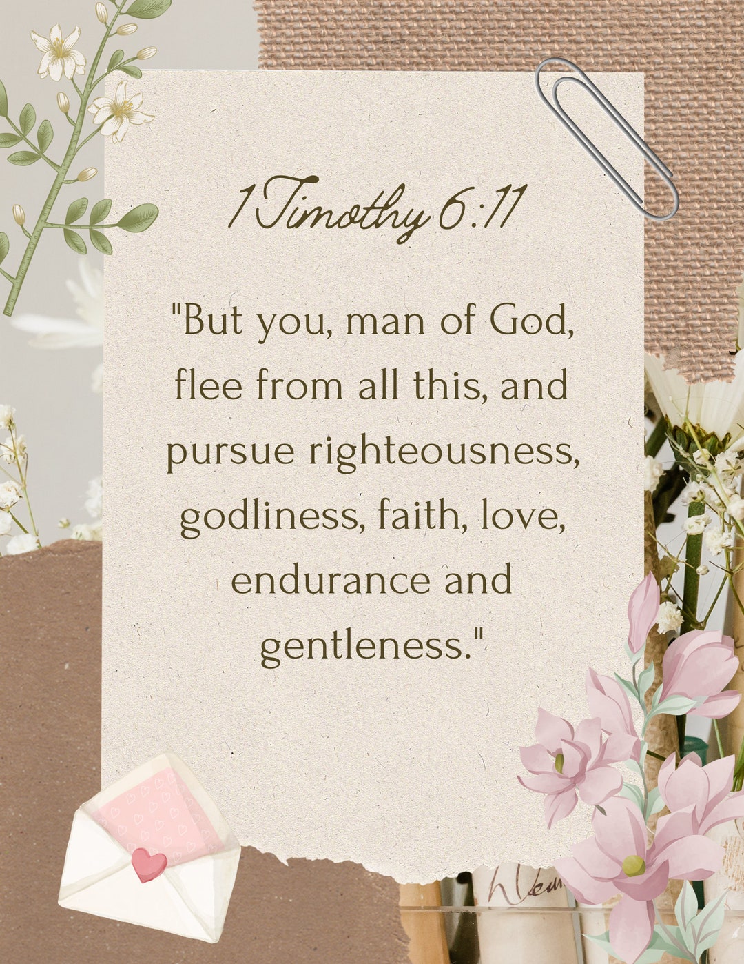 1st Timothy 6:11 Scripture Printable in Pdf and Png - Etsy