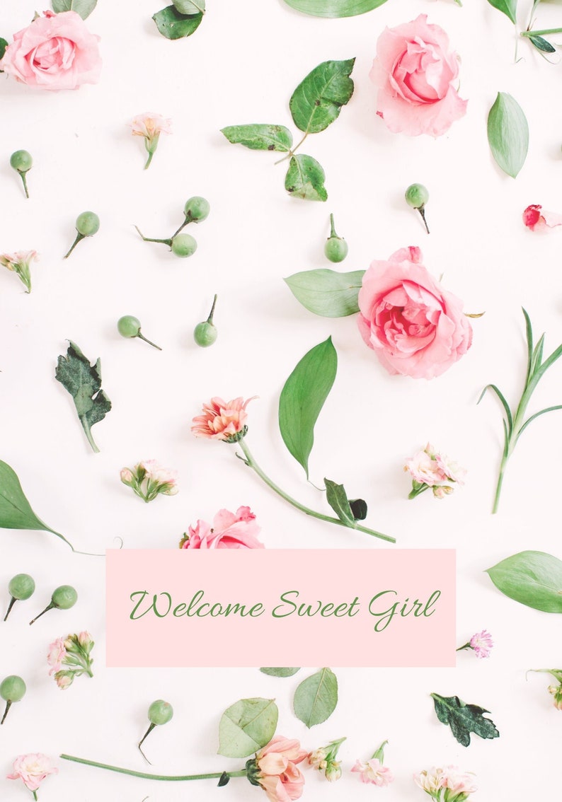 Welcome Sweet Girl Card Pdf Printable for Baby Shower, Adoption, or ...