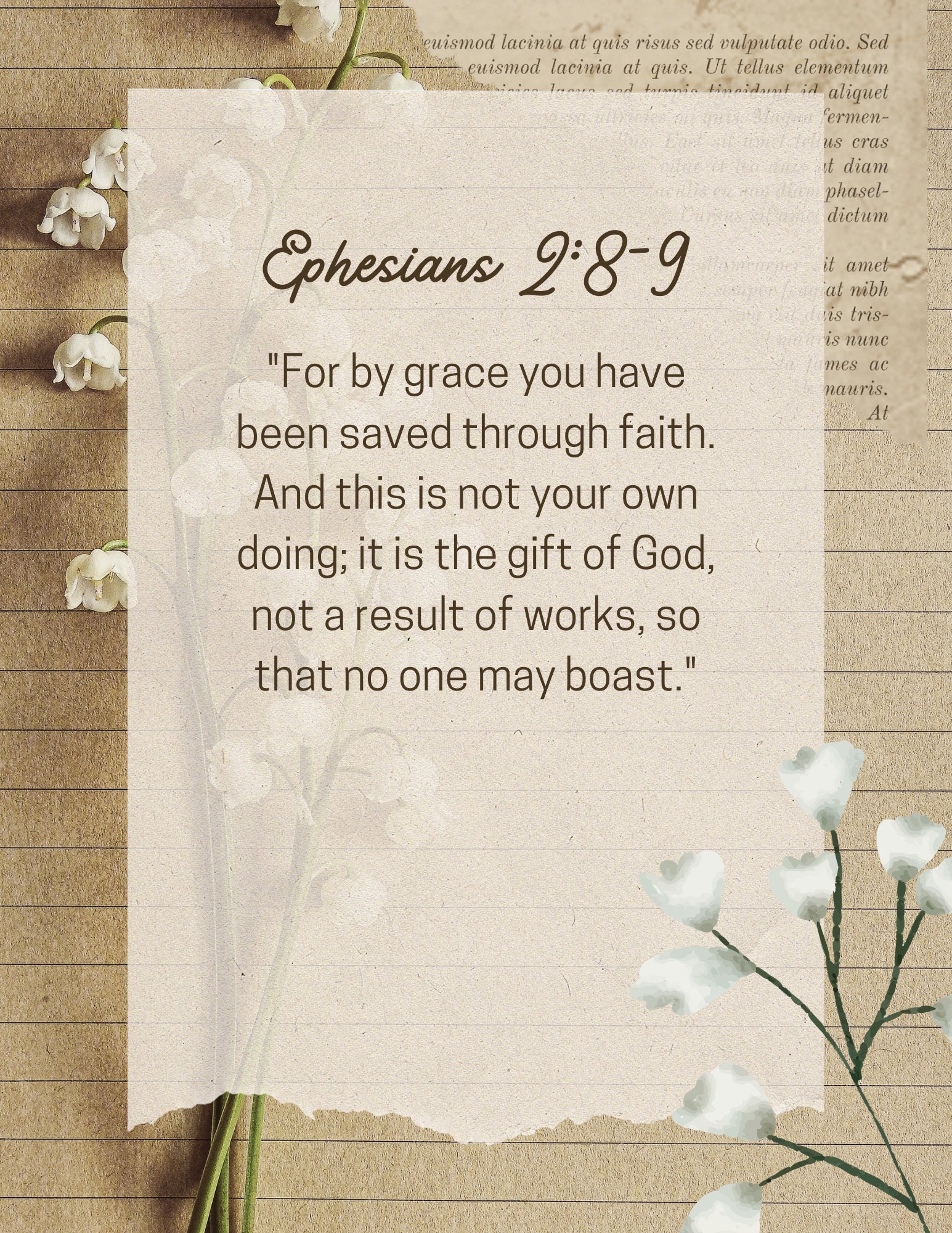 Ephesians 2:8-9 Scripture Printable Pdf and Png - Etsy
