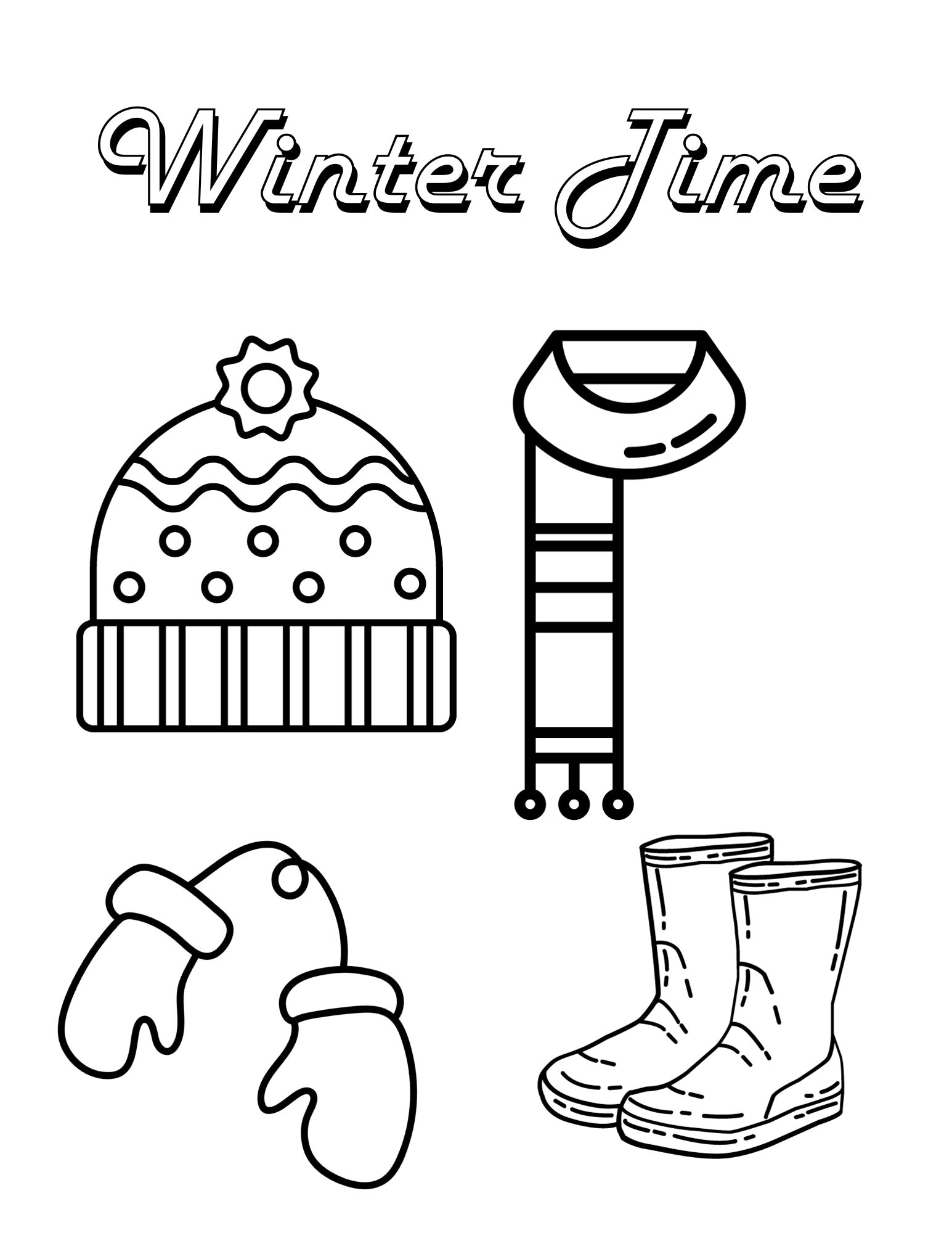 Winter Time Coloring Sheet PDF Printable - Etsy