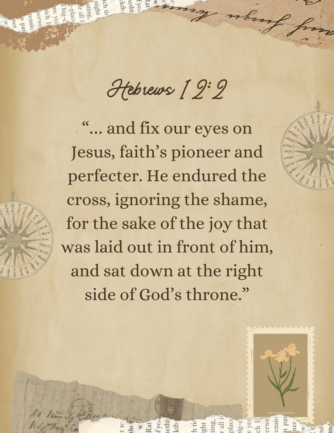 Hebrews 12:2 Scripture Print in Pdf and Png. - Etsy