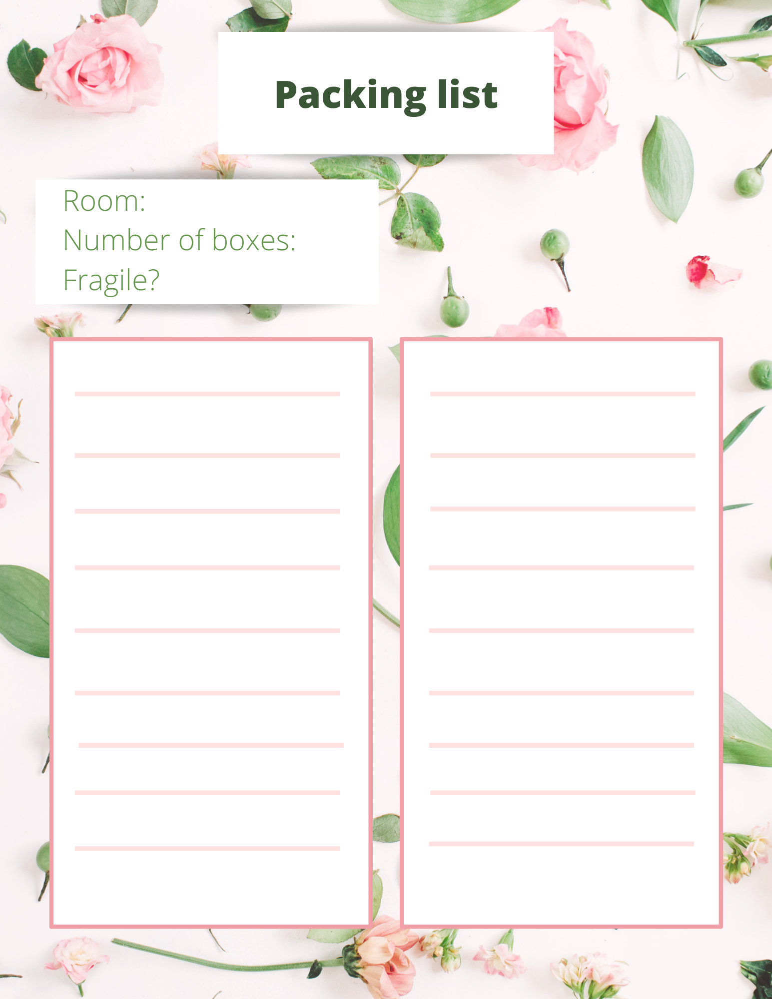 Moving/packing List PDF Printable - Etsy
