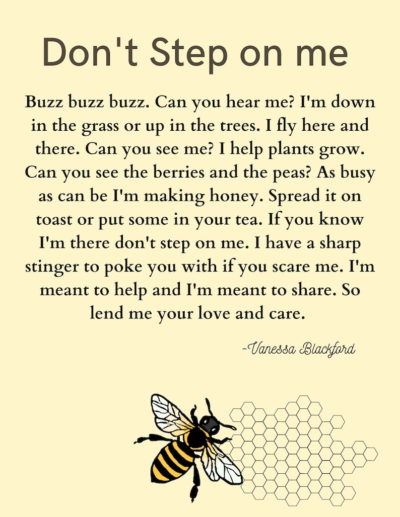 Bee Poem Printable - Etsy
