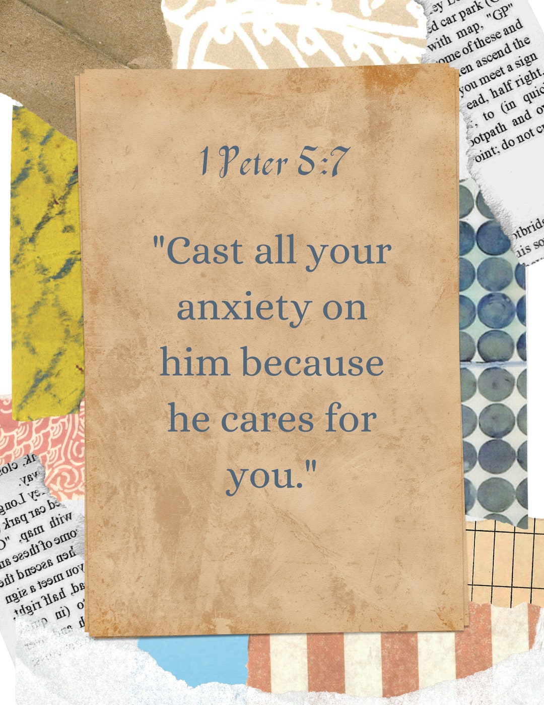 1 Peter 5:7 Scripture Print in Pdf and Png. - Etsy