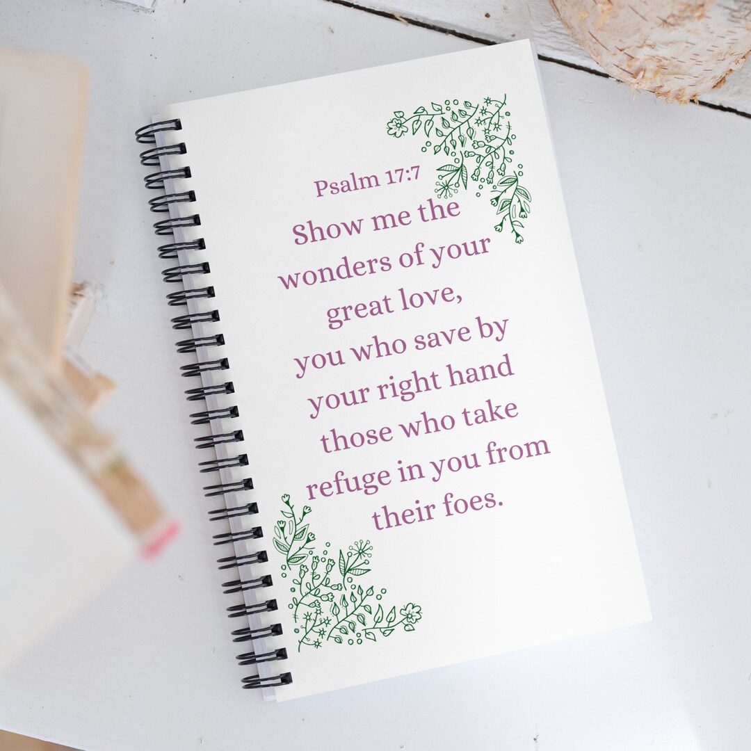 Spiral Notebook Psalm 17:7 Bible Verse Christian - Etsy