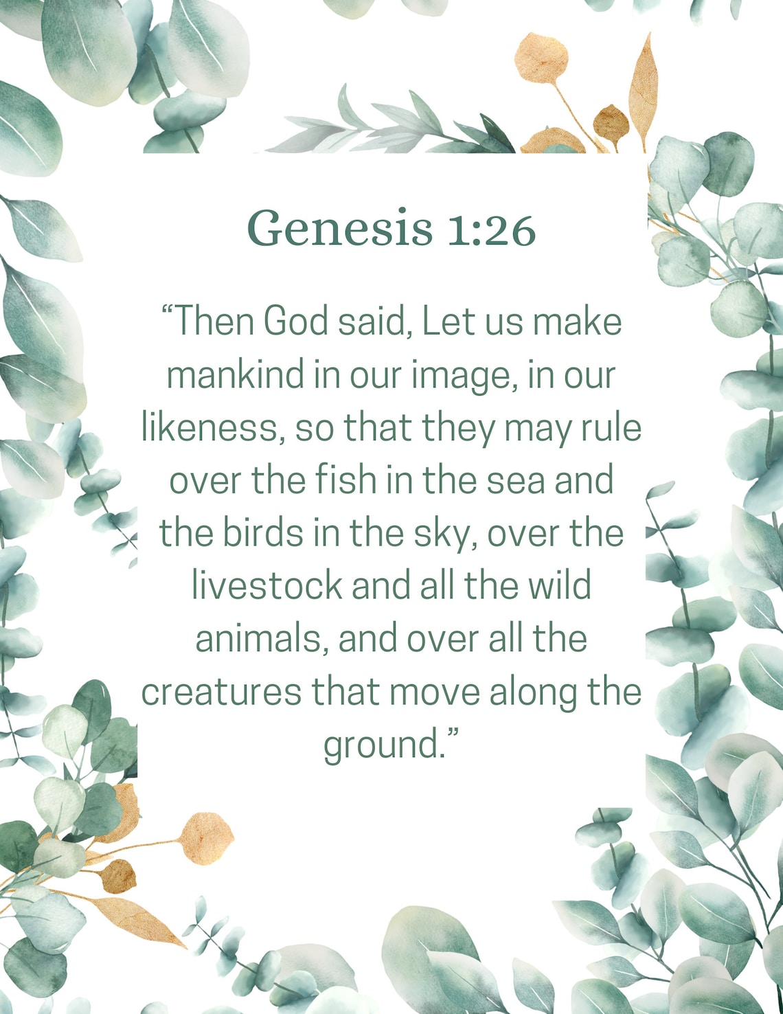 Genesis 1:26 Scripture Printable - Etsy