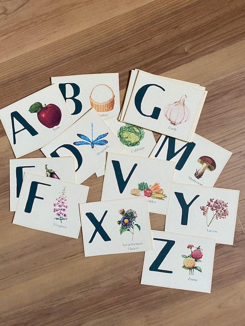 Alphabet Flash Cards, Uppercase, Garden Theme, Homeschool Supplies ...