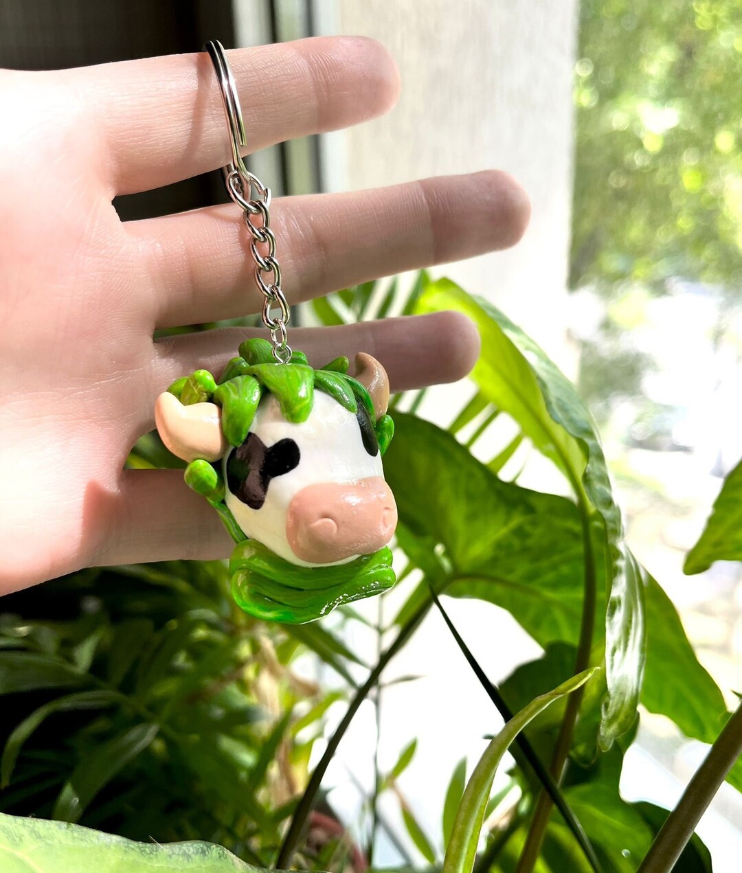 Cowplant Sims Keychain Inspired Keyring Zipper Charm Plant Lover Cow ...