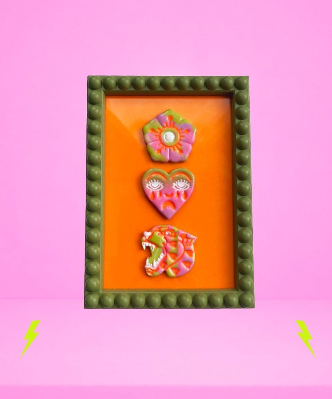 Crying Heart Tattoo Panther Photo Frame – 3D Polymer Clay Art ...